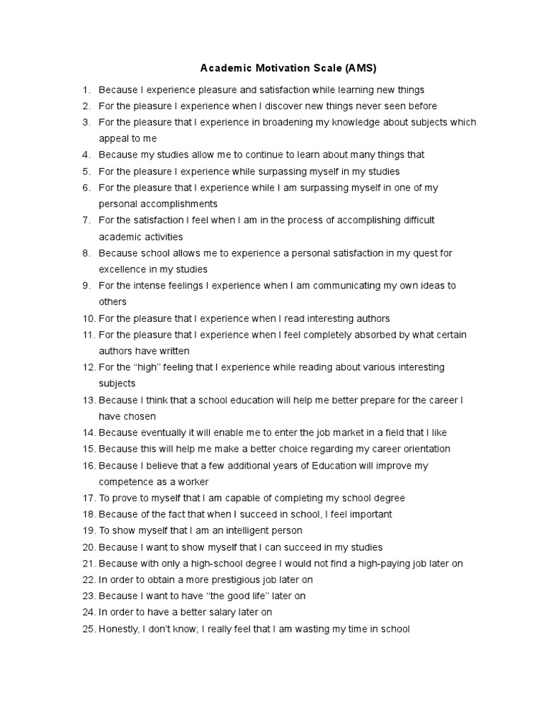 Translated-Academic Motivation Scale Vallerand - Translated | PDF ...