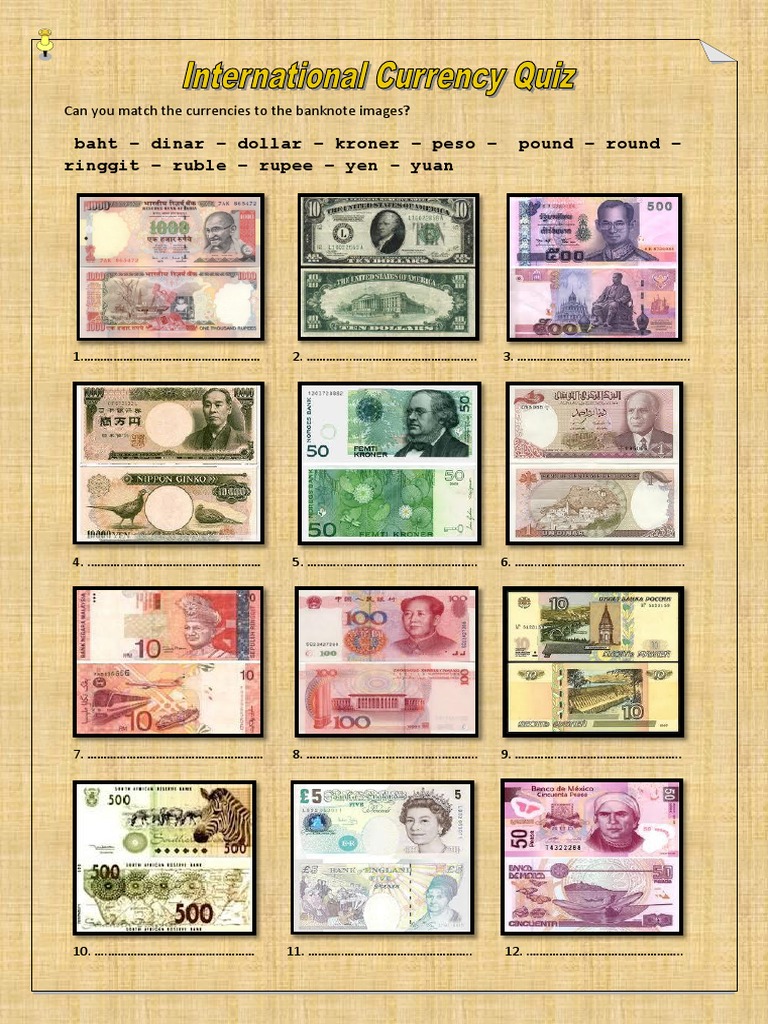 International Currency Quiz Activities Promoting Classroom Dynamics ...