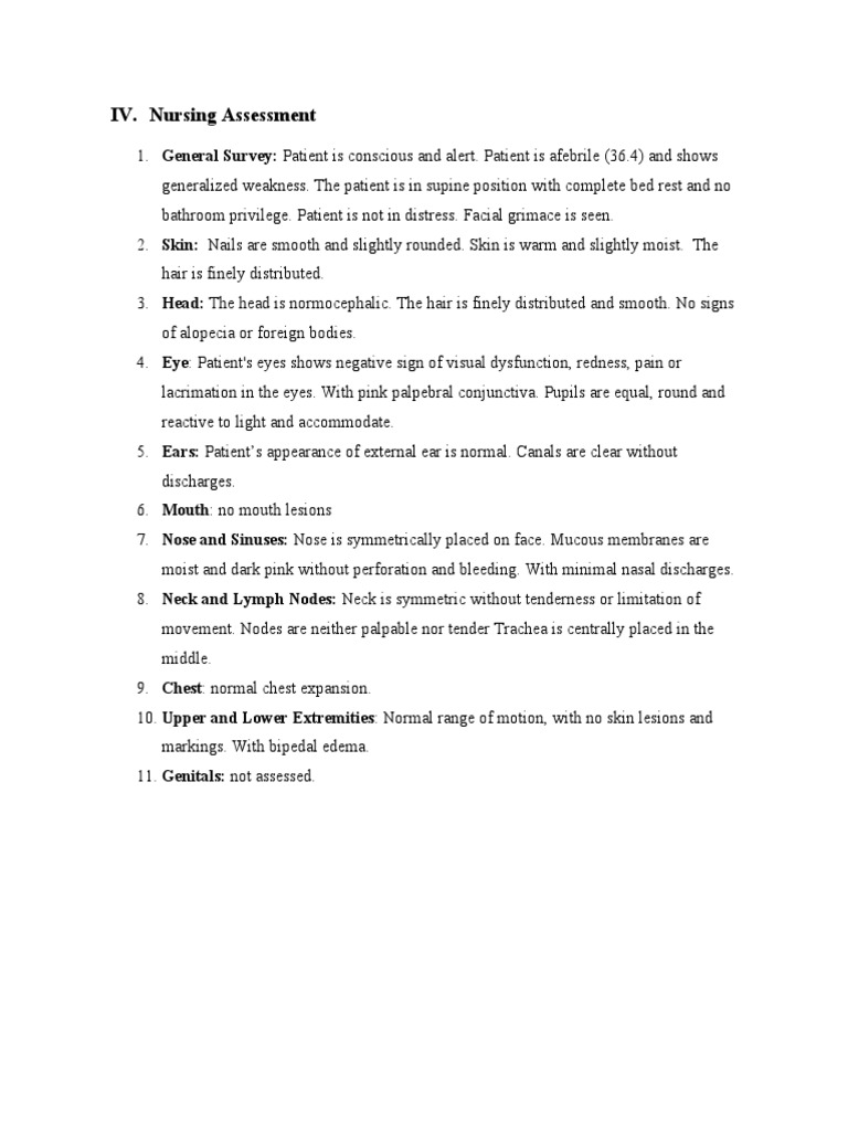 Iv Nursing Assessment Pdf