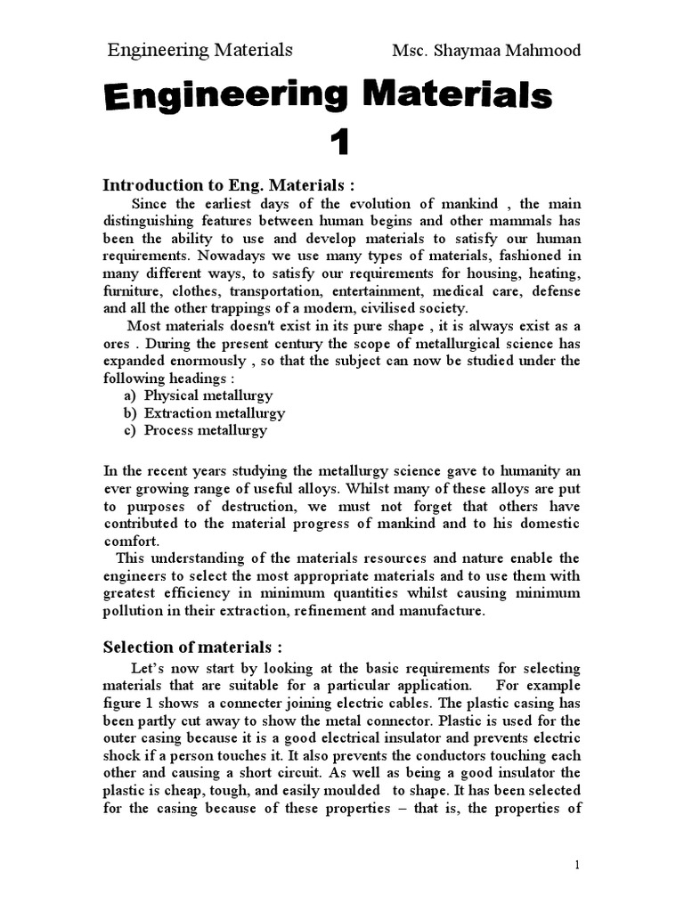 Engineering Materials PDF | PDF | Chemical Bond | Deformation (Engineering)