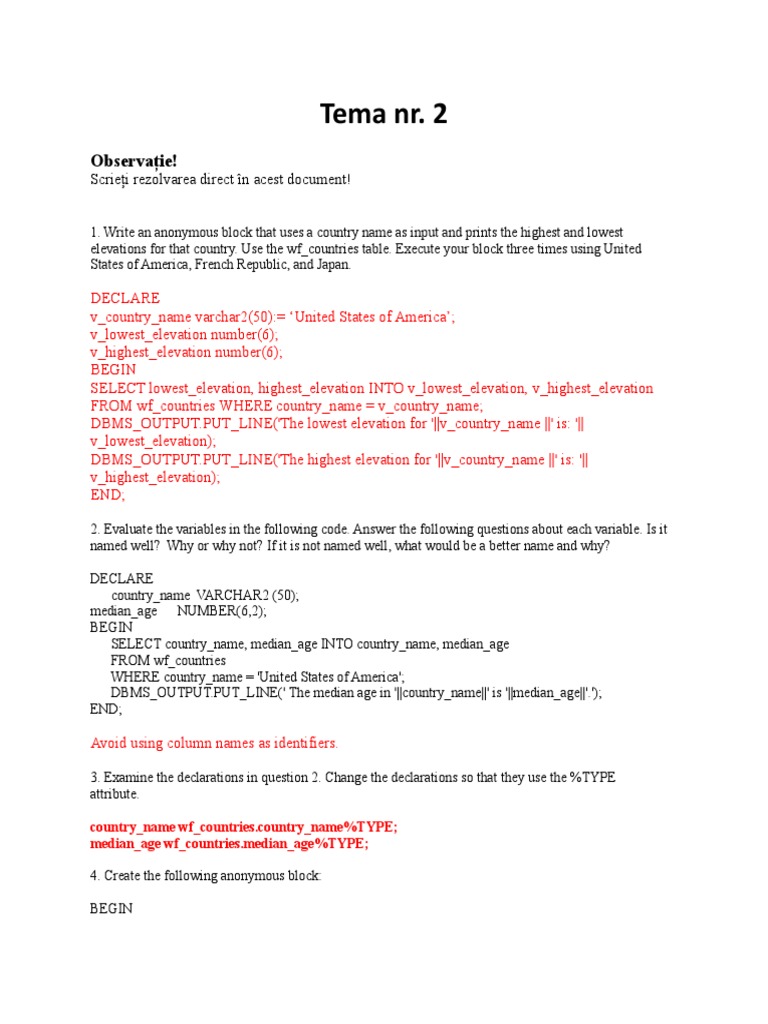 BDII Tema02 | PDF | Pl/Sql | Variable (Computer Science)