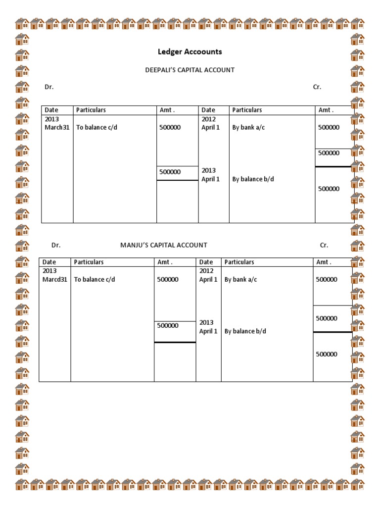 Ledger Accoounts: Deepali'S Capital Account Dr. CR | PDF | Deposit ...