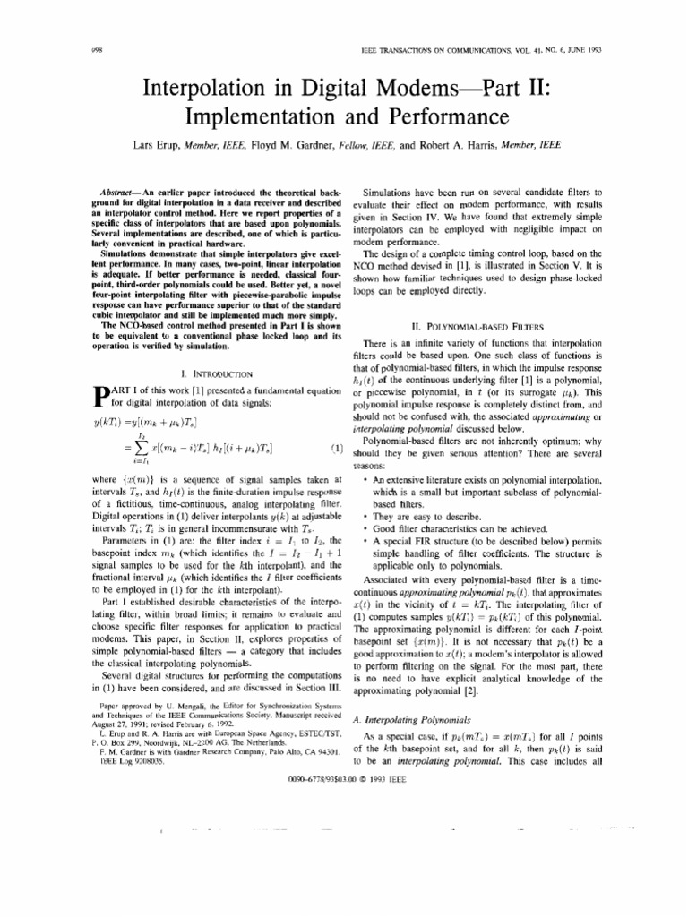 Digital Interpolation in Modems: Performance | PDF | Interpolation ...