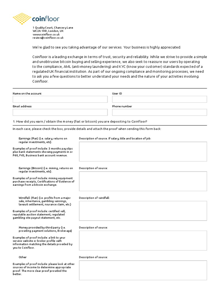 Coinfloor Account Review Form | PDF | Money Laundering | Bitcoin