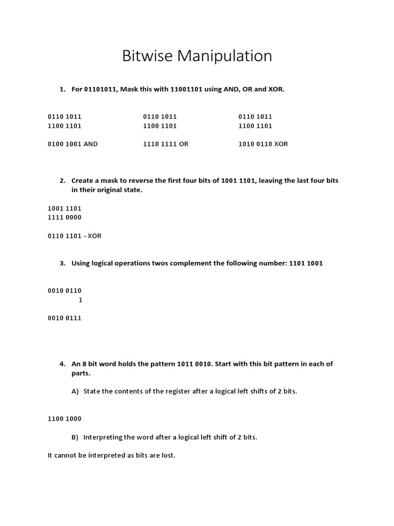 Bitwise Manipulation | PDF