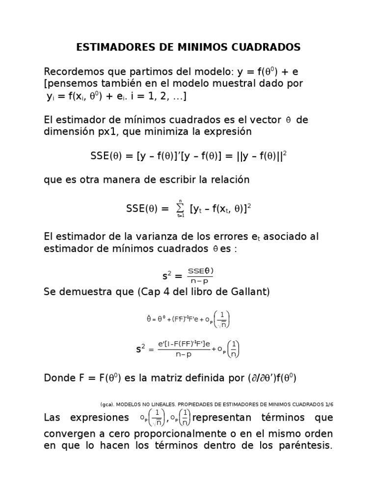 Propiedades Estadisticas de Los Estimadores de Minimos Cuadrados | PDF | Matriz (Matemáticas ...