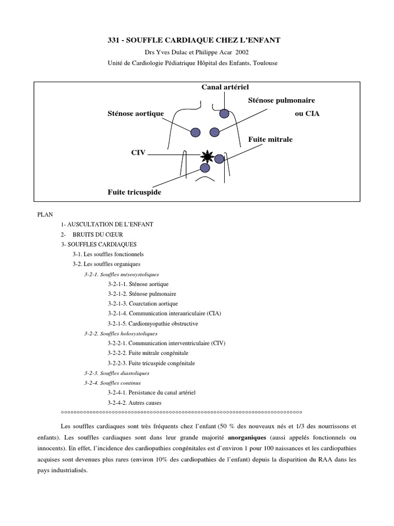 331 1 Souffle Cardiaque Enfant | PDF | Système circulatoire | Cardiologie