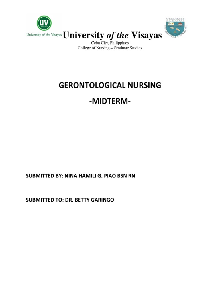 Gerontological Nursing Midterm Exam | PDF | Self-Improvement | Wellness