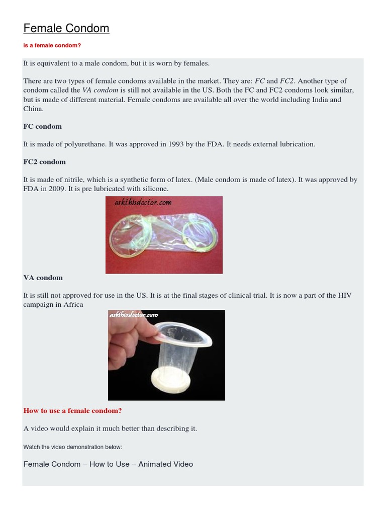 Female Condom Pdf Condom Human Reproduction