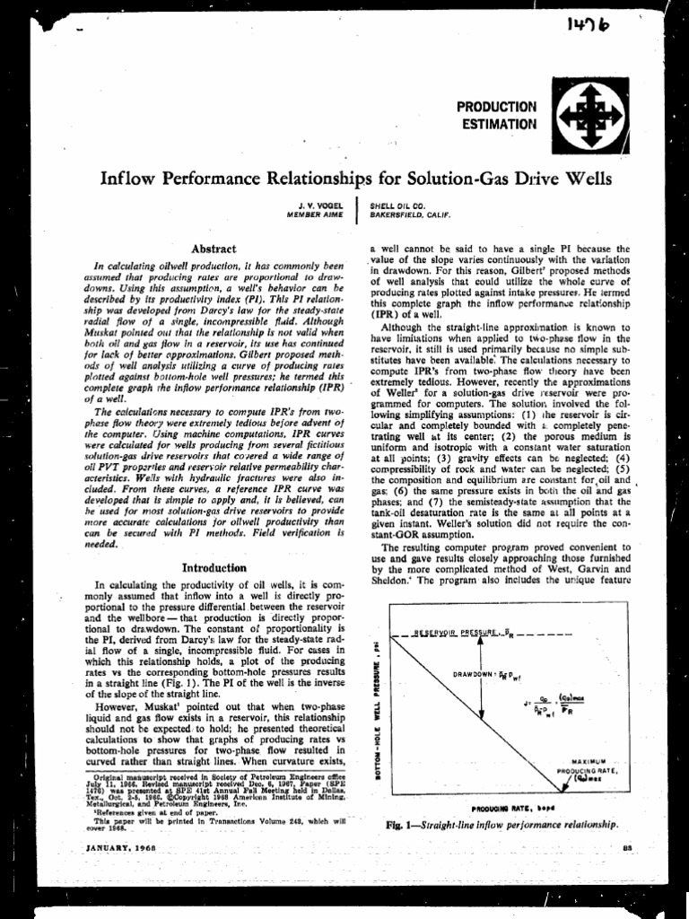 Inflow Performance Relationship For Solution-Gas Drive Wells | PDF ...