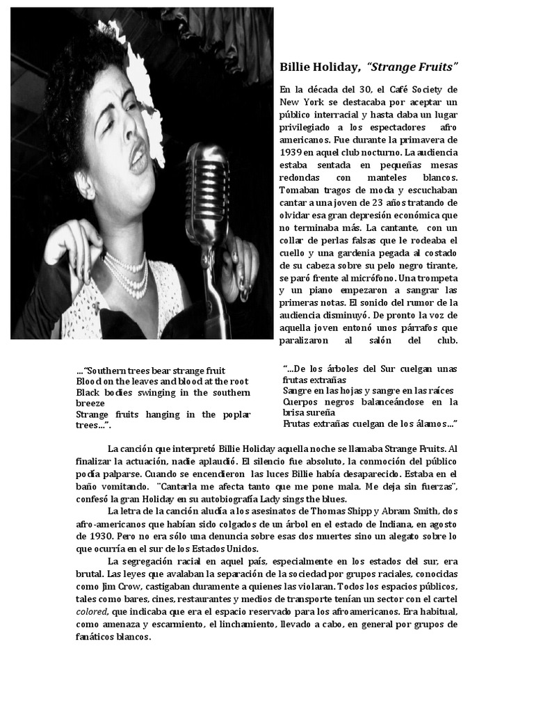 Billie Holiday, “Strange Fruits”