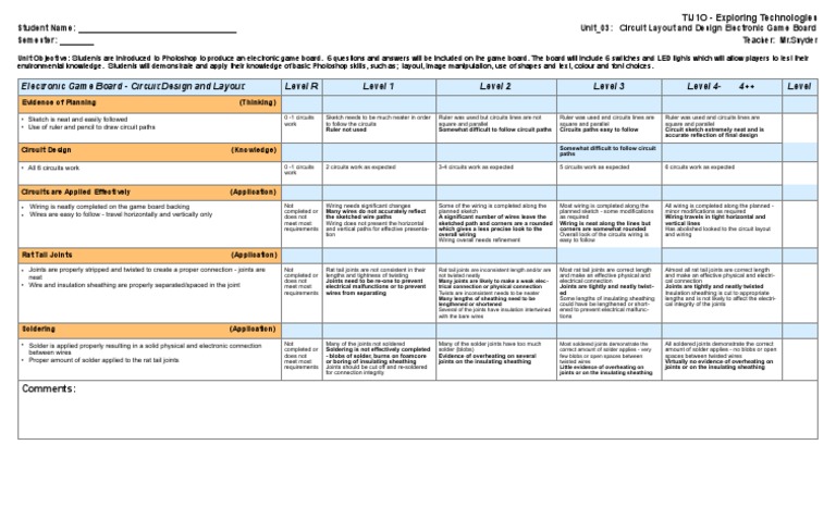 Tij1o0 Electronic Game Board Wiring and Soldering Rubric Fall 2017 ...