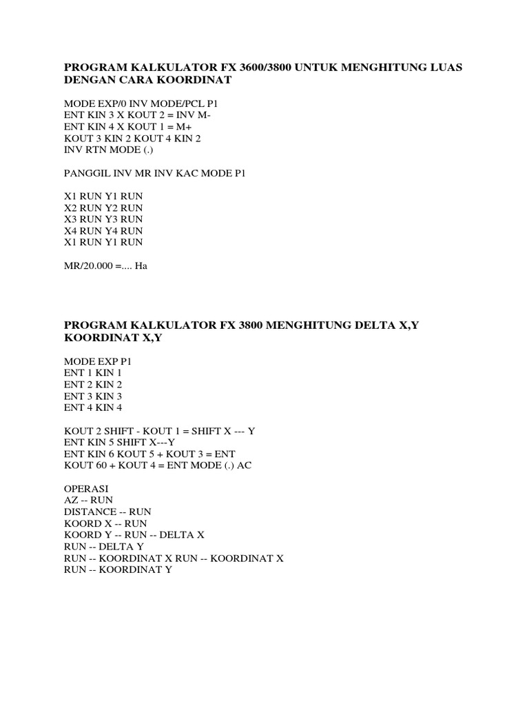 Program Kalkulator FX 3600 | PDF