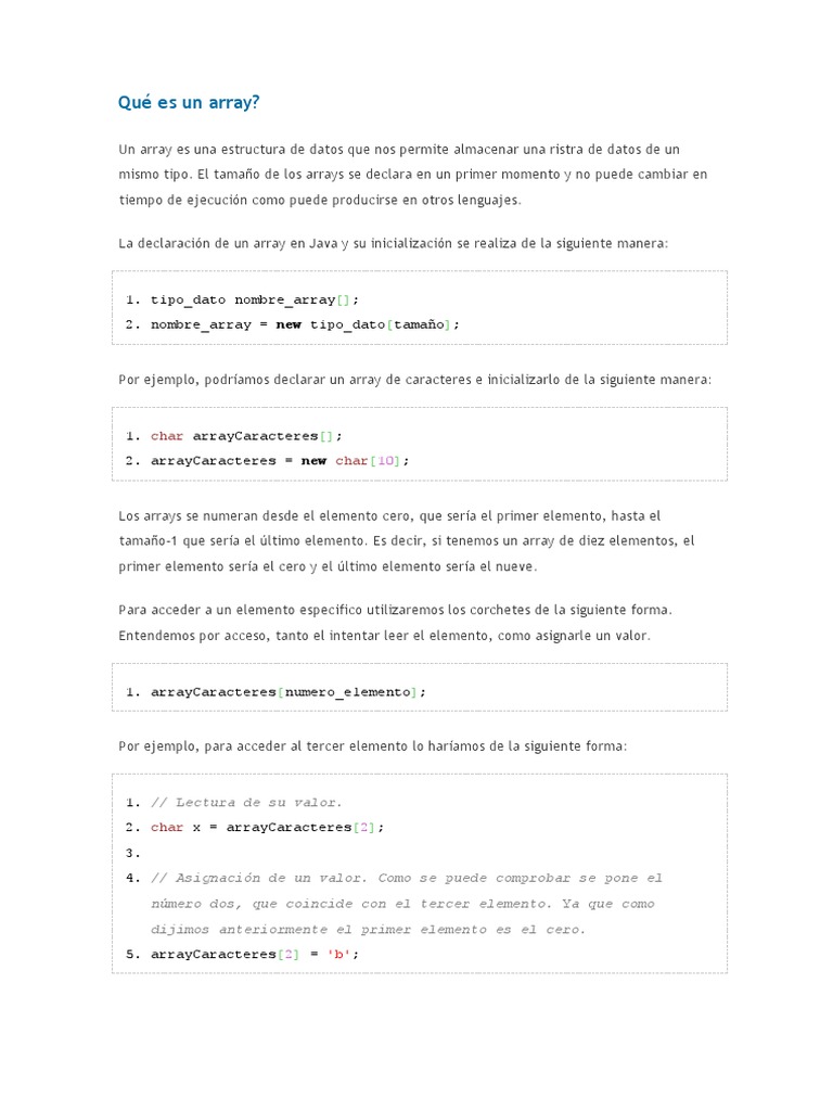 Qué Es Un Array | PDF | Estructura de datos de matriz | Algoritmos y ...