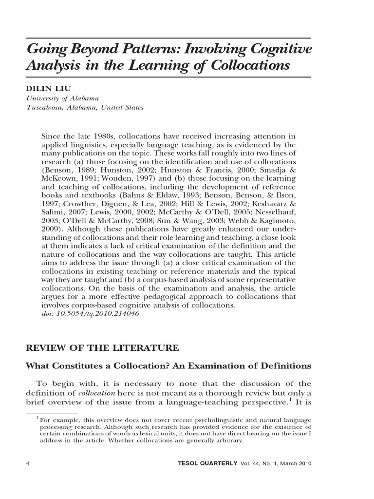 Cognitive Collocations PDF | PDF | Second Language | Semantics