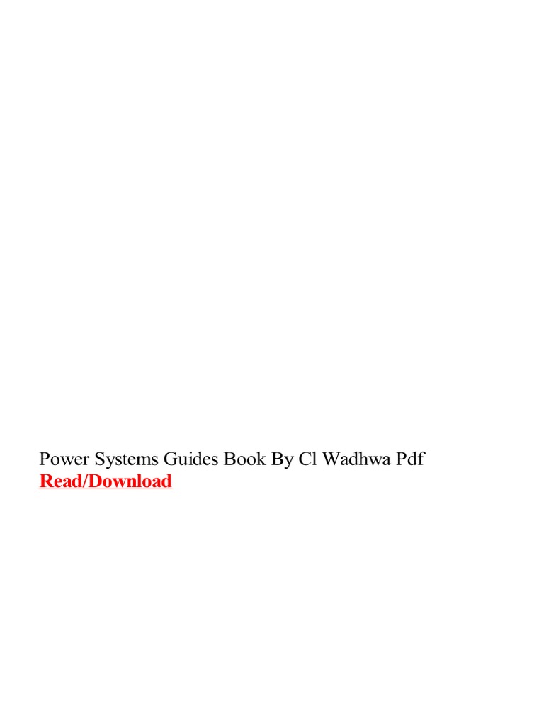 Power Systems Guides Book by CL Wadhwa PDF | PDF | Electric Power ...