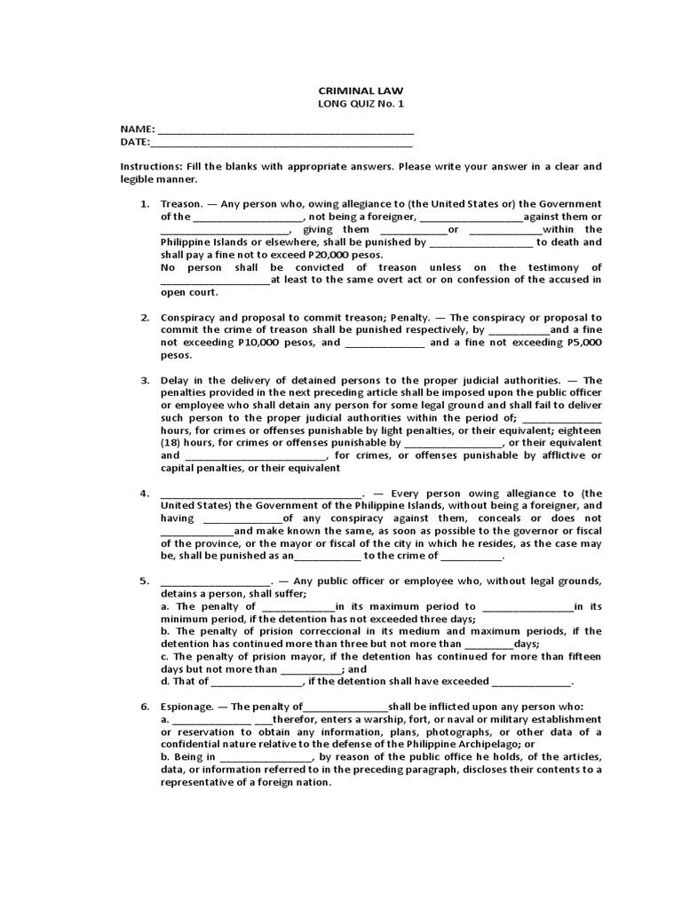 Criminal Law | PDF | Treason | Fine (Penalty)