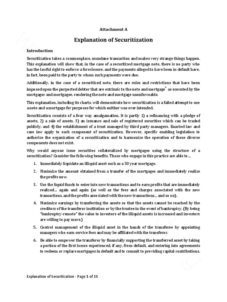 Explanation of Securitization | PDF | Securitization | Foreclosure