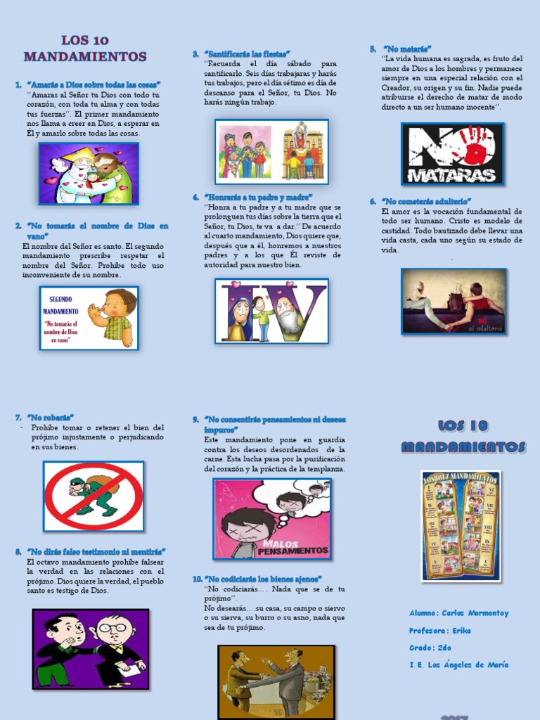 Los 10 Mandamientos Triptico | Creencia religiosa y doctrina | Religión y creencia
