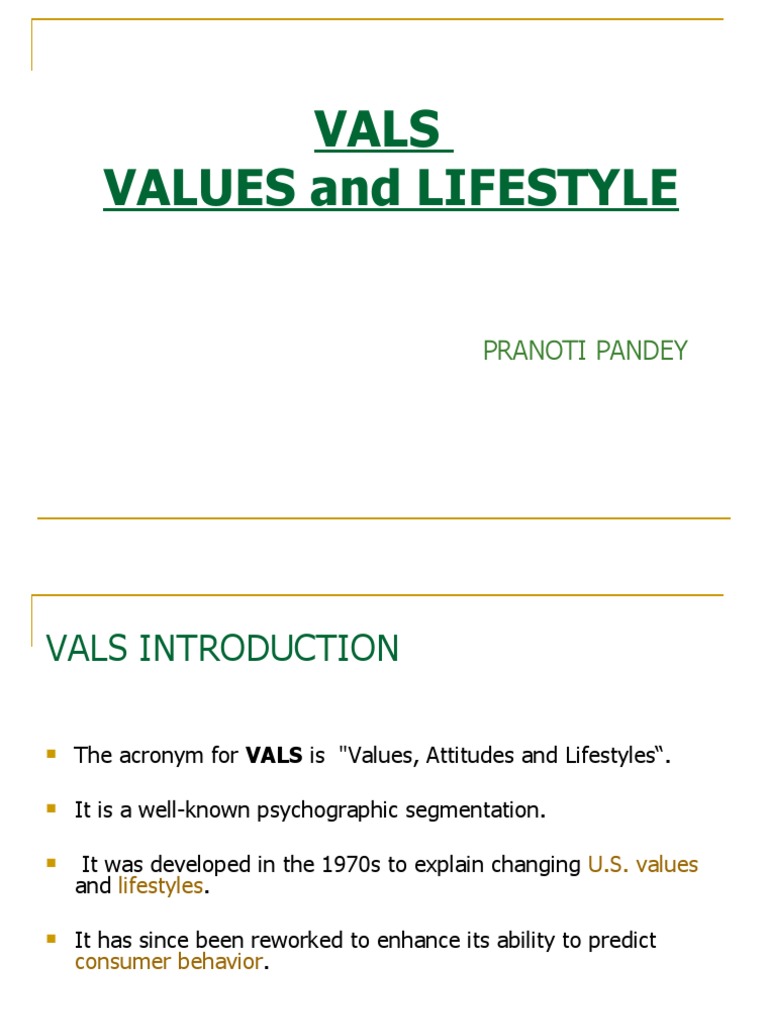 VALS Framework: Consumer Segmentation | PDF | Psychology ...