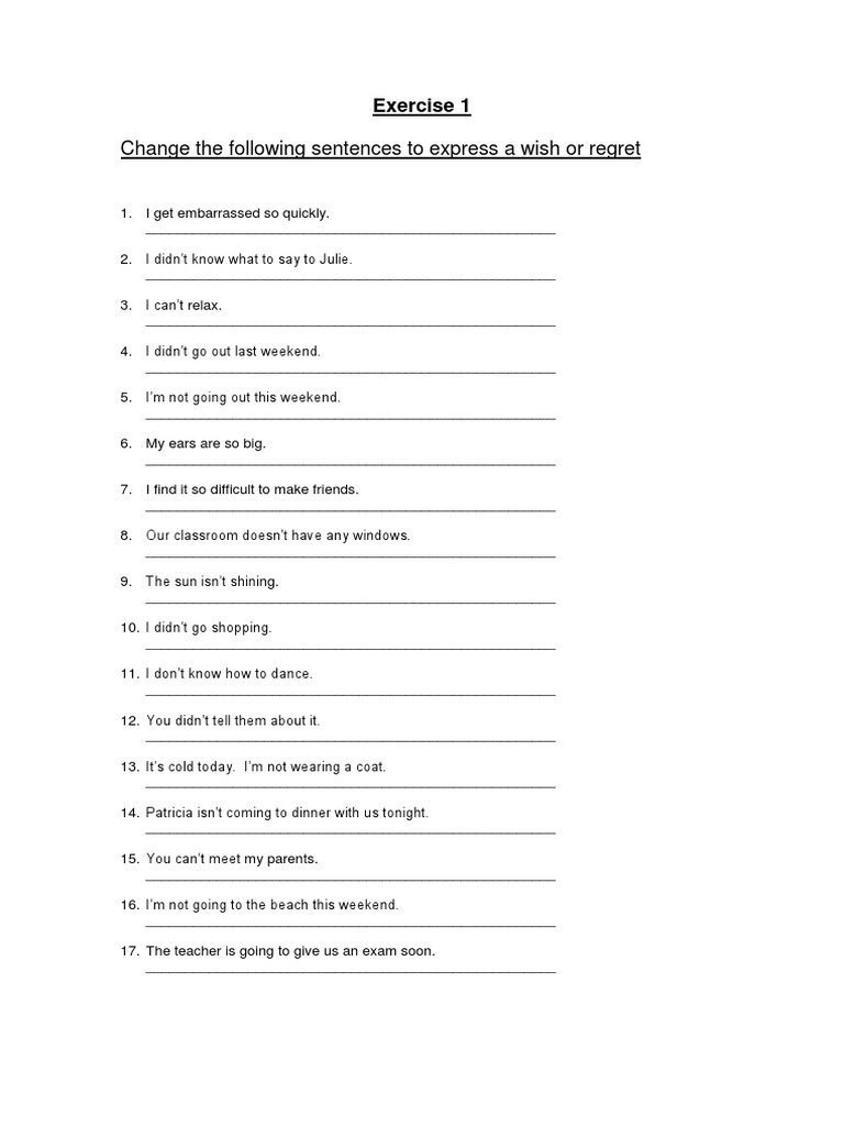 Wish and Regrets-Exercise | PDF