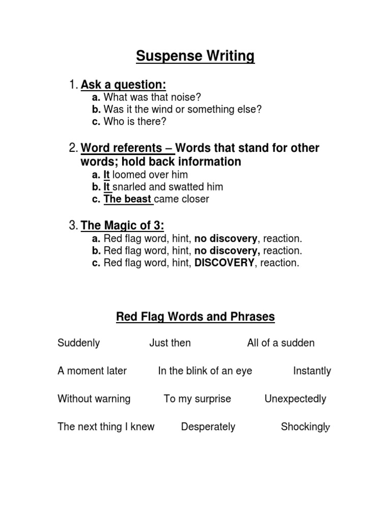 Suspense Writing Handout For Kids | PDF