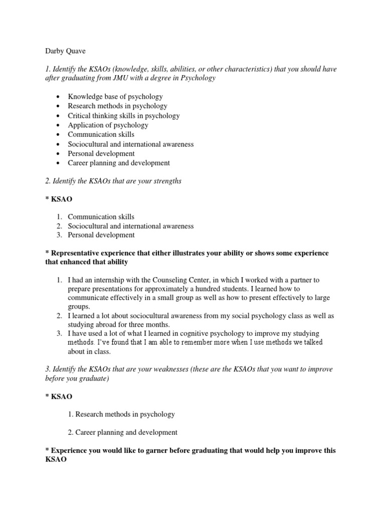 Psychology KSAOs: Strengths & Weaknesses | PDF