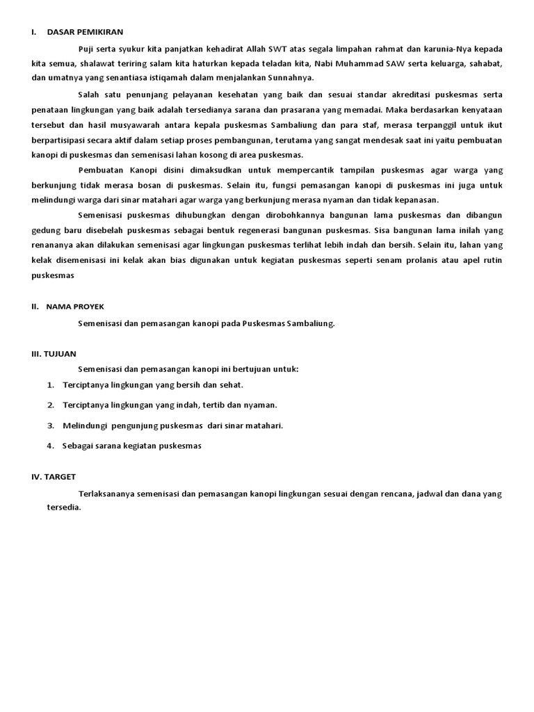 Proposal Kanopi Dan Semenisasi | PDF | Perjalanan | Sains & Matematika