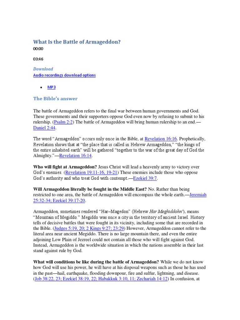 What Is The Battle of Armageddon | PDF | Armageddon | Christian Eschatology