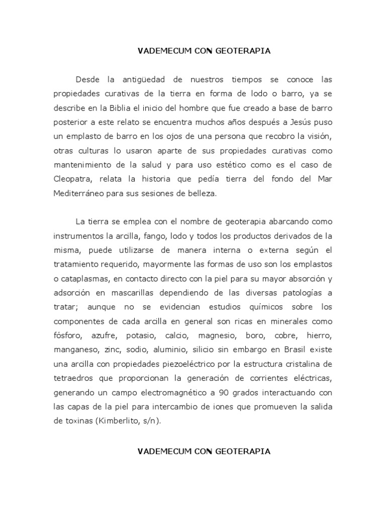 Geoterapia: Beneficios del Barro Curativo | PDF | Arcilla | Minerales