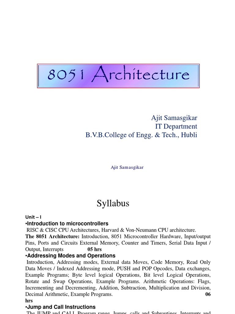 8051 Microcontroller Architecture Guide | PDF | Central Processing Unit ...