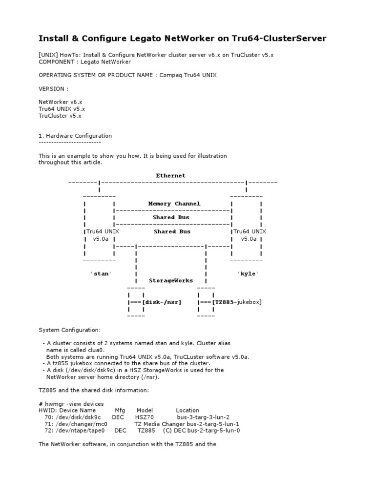 Install & Configure Legato NetWorker On TruCluster Server | PDF | Computer Cluster | Backup