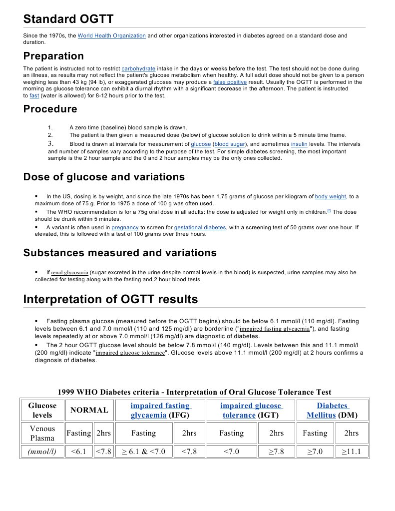 Standard OGTT | Diseases And Disorders | Disorders Of Endocrine Pancreas