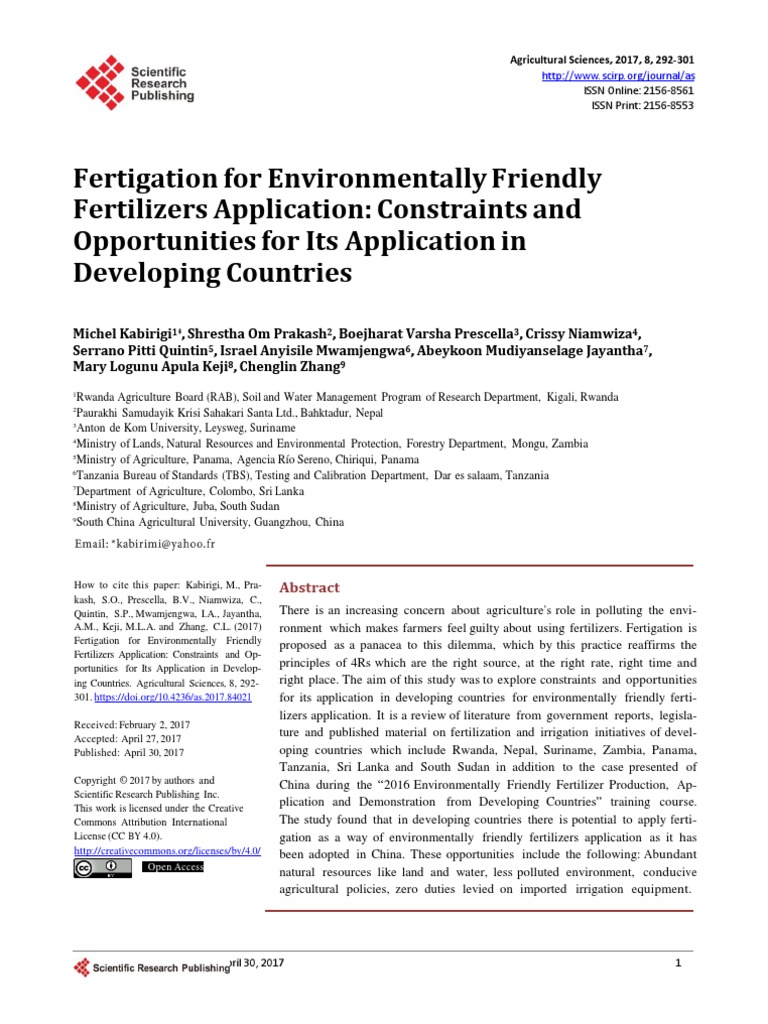 Fertigation For Environmentally Friendly Fertilizers Application ...