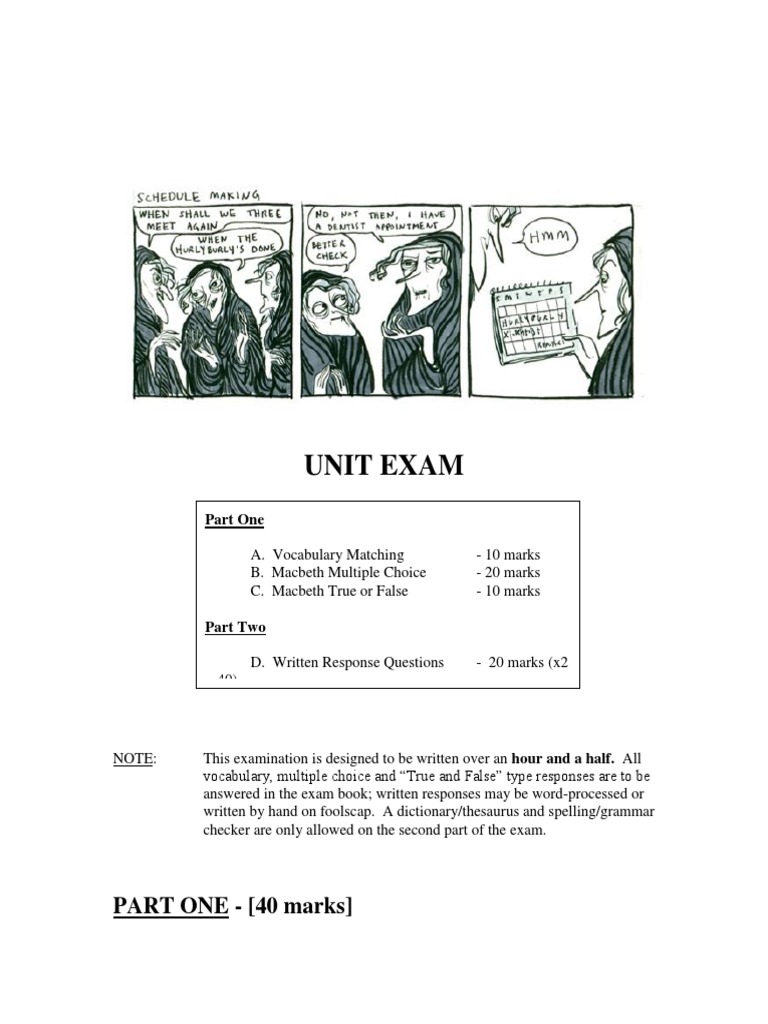 Macbeth Exam: Vocabulary & Analysis | PDF | Macbeth | Shakespearean ...