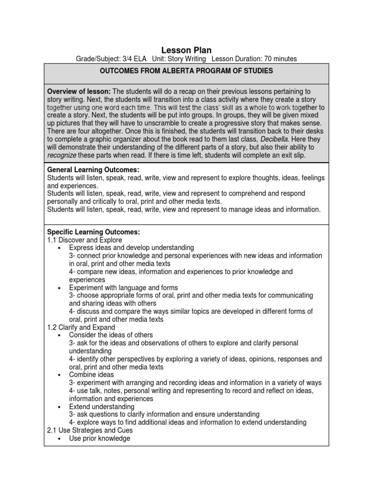 Story Writing Lesson | PDF | Information | Strategic Management