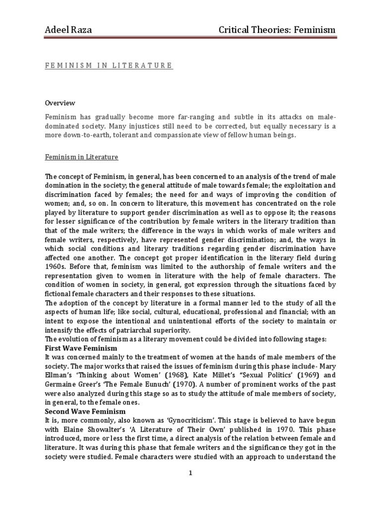 An Overview of Feminism in Literature and Its Evolution Through Various ...