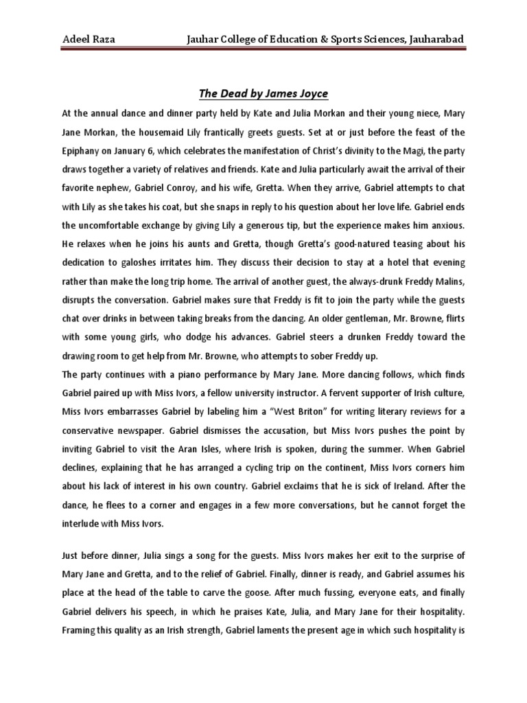 Analysis of Joyce's "The Dead" | PDF | James Joyce | Ireland