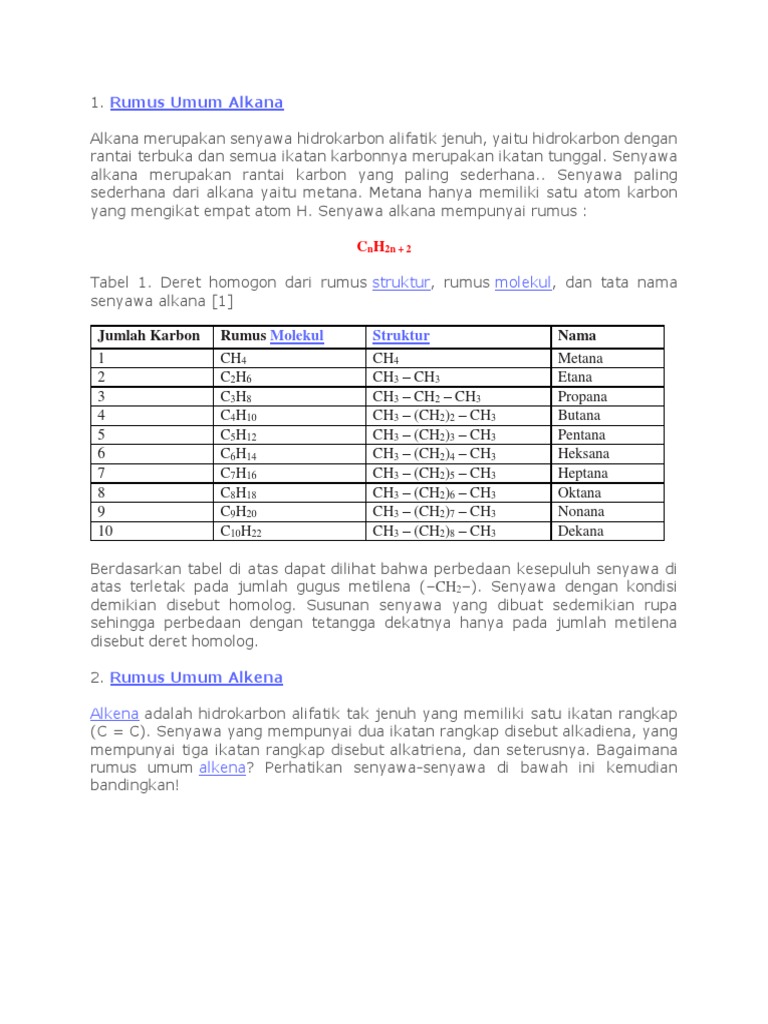 Rumus Senyawa Alkena Dan Alkana | PDF | Sains & Matematika