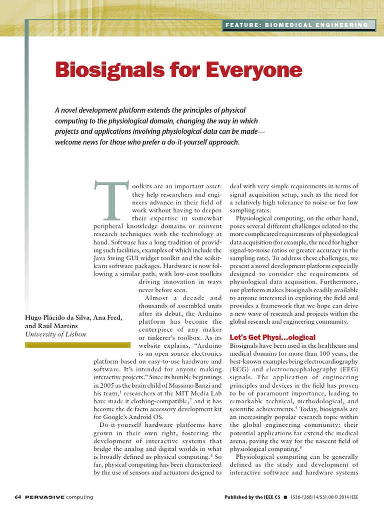 Biosignals For Everyone | PDF | Microcontroller | Arduino