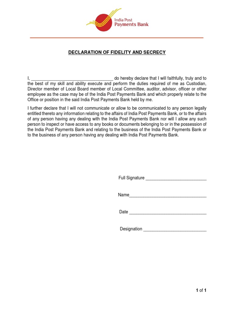 Declaration of Fidelity and Secrecy 9