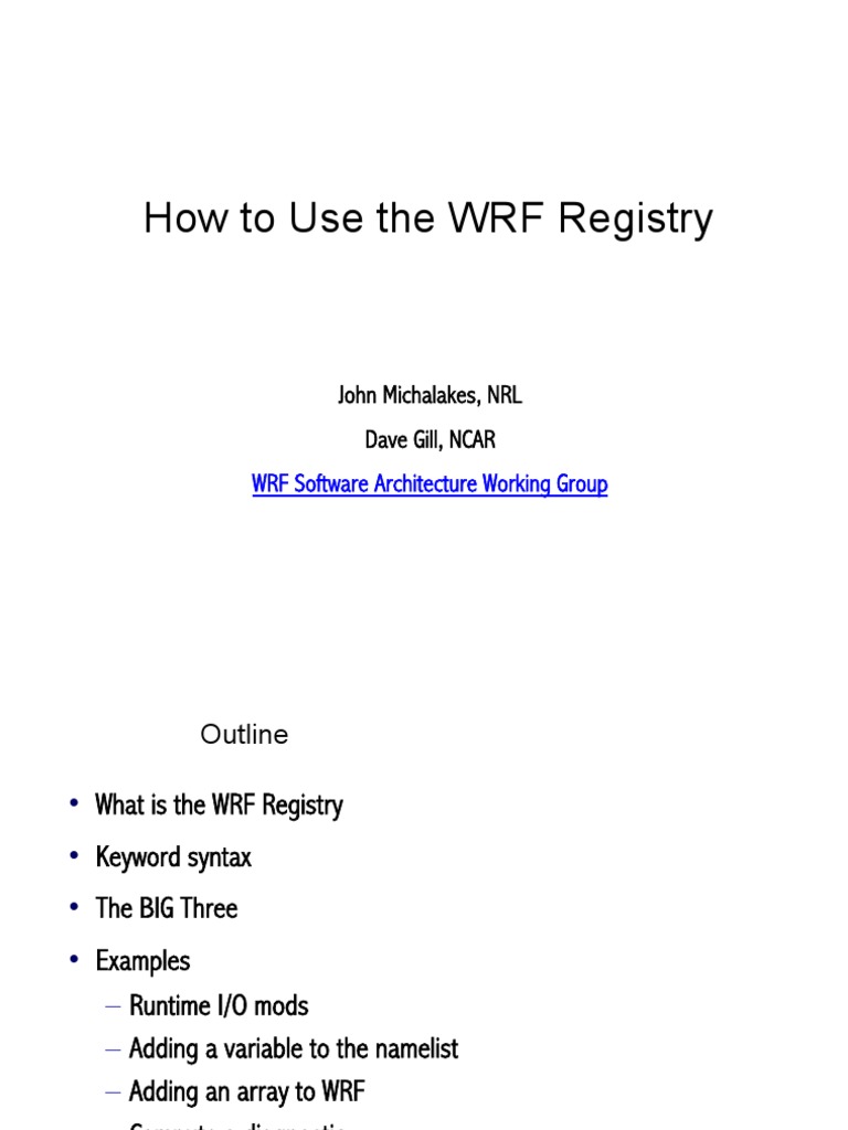 How to Add Output Variables and Diagnostics to WRF Using the Registry | PDF | Windows Registry ...