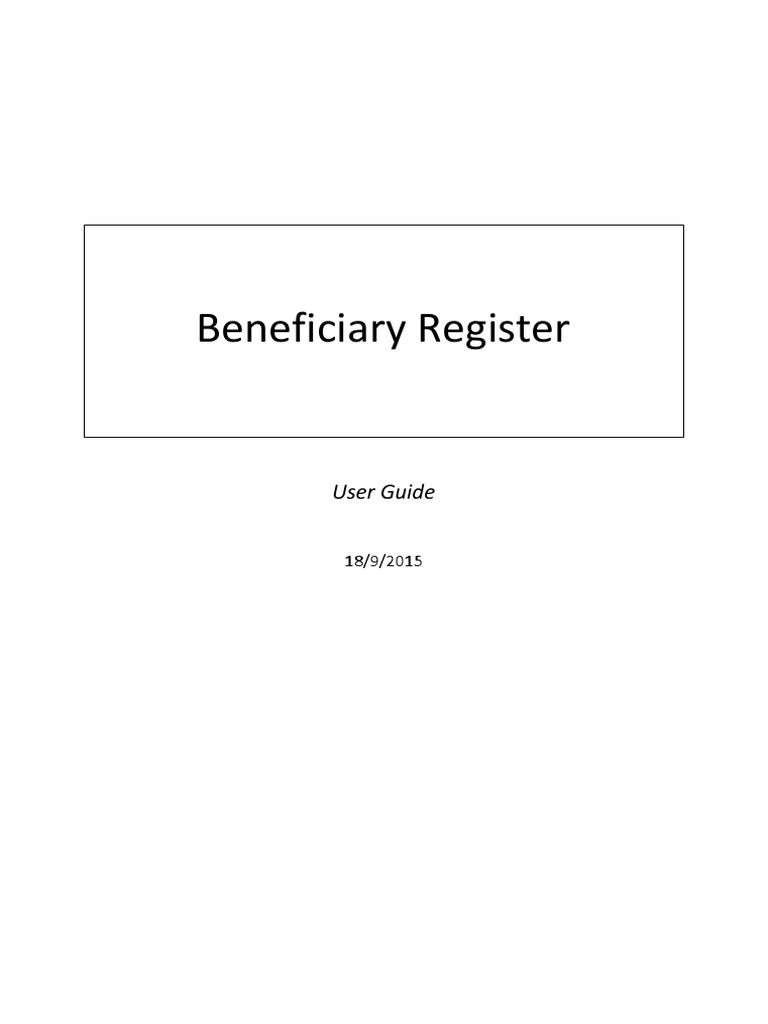 Beneficiary Register: User Guide | PDF | Icon (Computing) | Identity ...