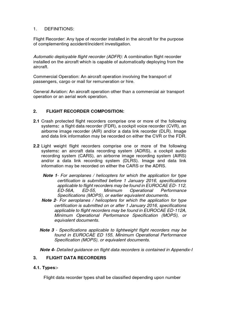 Definitions-Flight Data Recorders | PDF | Flight Recorder | Aviation ...