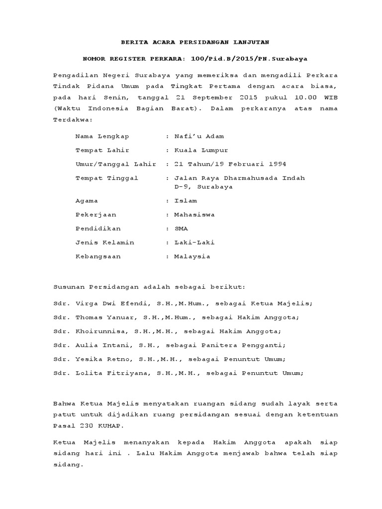 BAP Putusan Sela | PDF