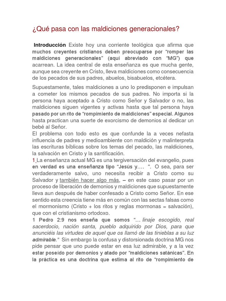 Las Maldiciones Generacionales Pdf Cristo Título Salvación