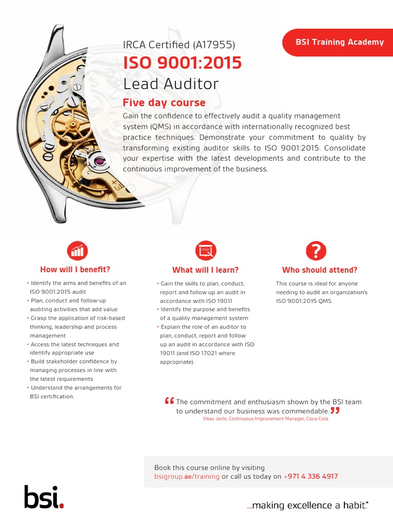 ISO 9001_2015 (Lead Auditor-IRCA) | Audit | Auditor's Report
