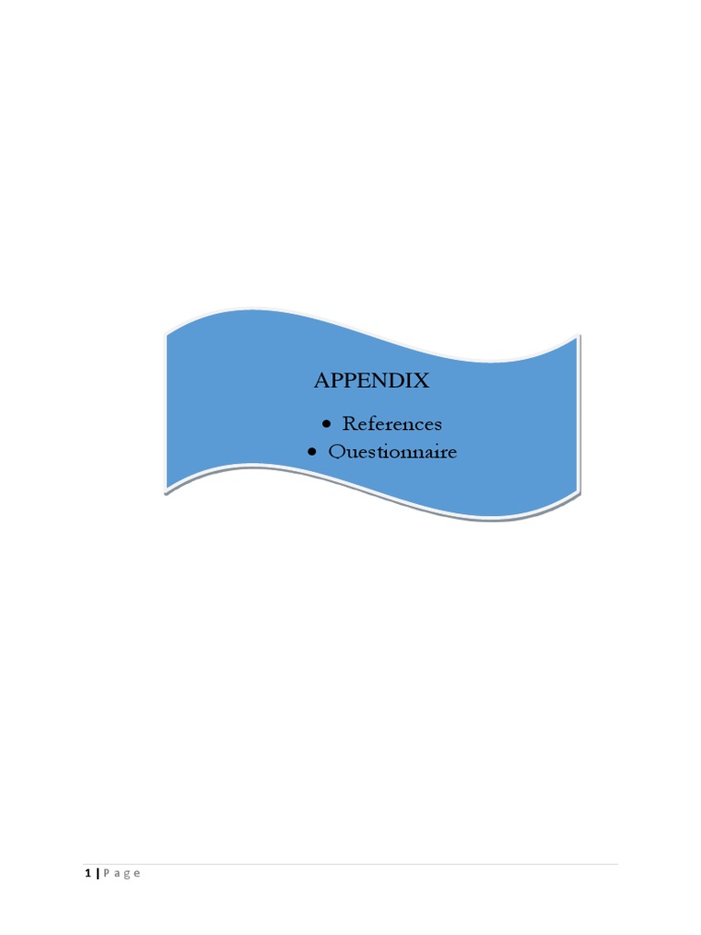 Appendix References Questionnaire | PDF | Entrepreneurship | Business