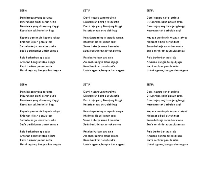Lirik Lagu Setia | PDF