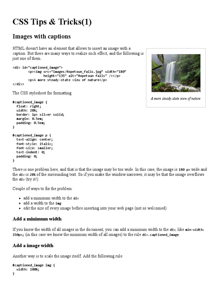 Css Tips And Tricks1 Images With Captions Cascading Style Sheets Html 